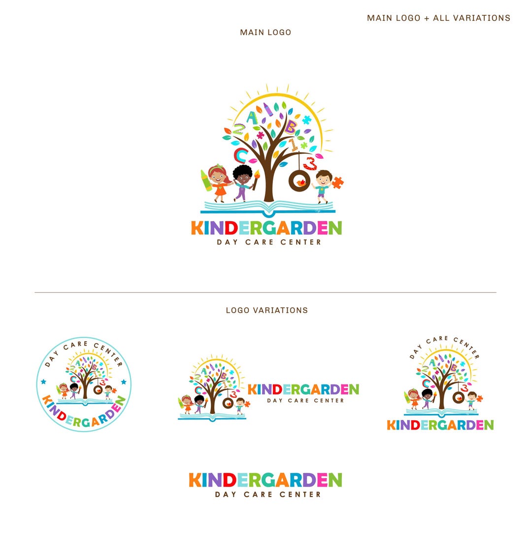 Three Happy Children Logo - Preschool Logo - Daycare Logo - Nursery ...