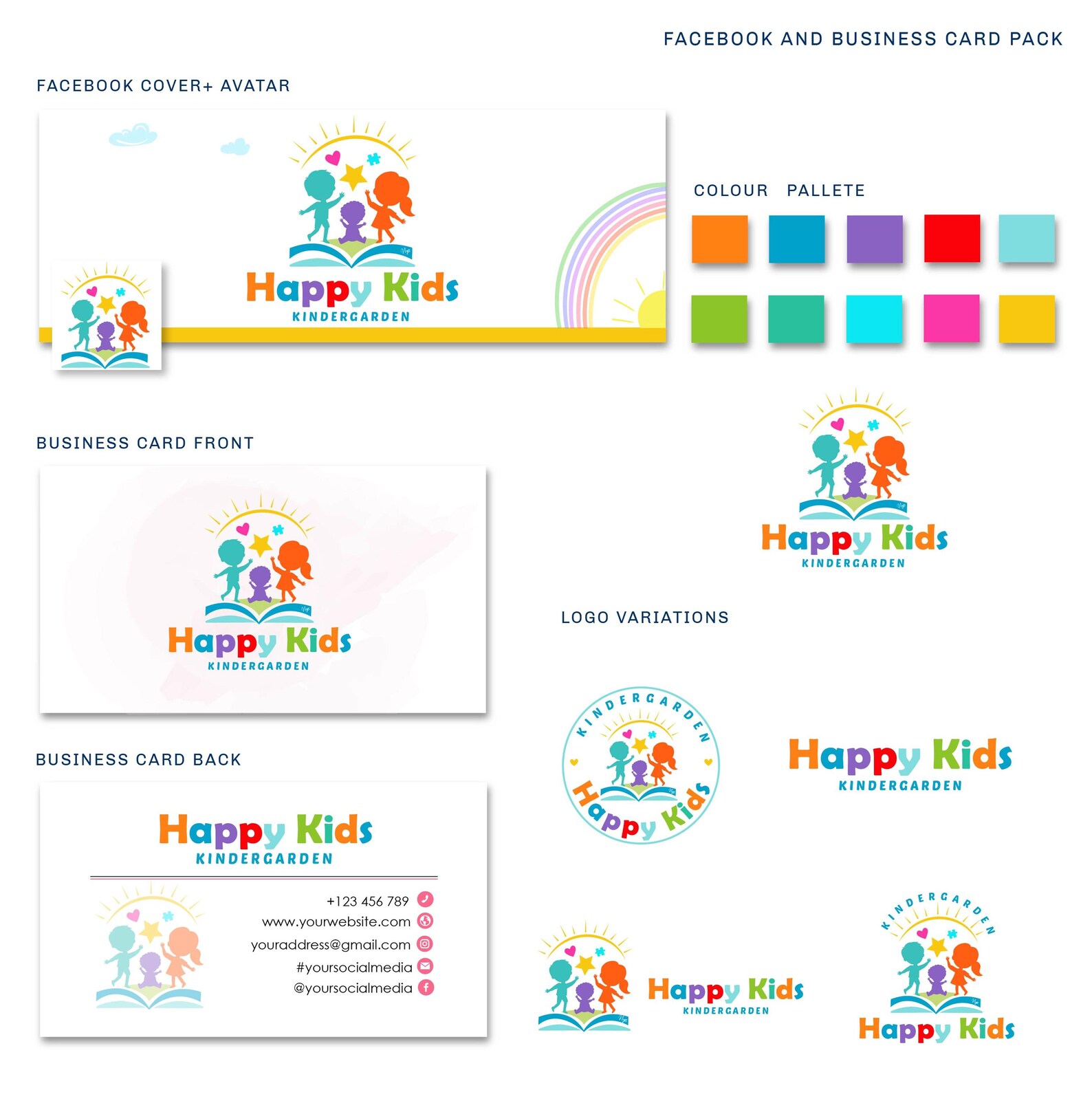 Three Happy Children Playing Logo - Children Sun Logo - Daycare Logo ...