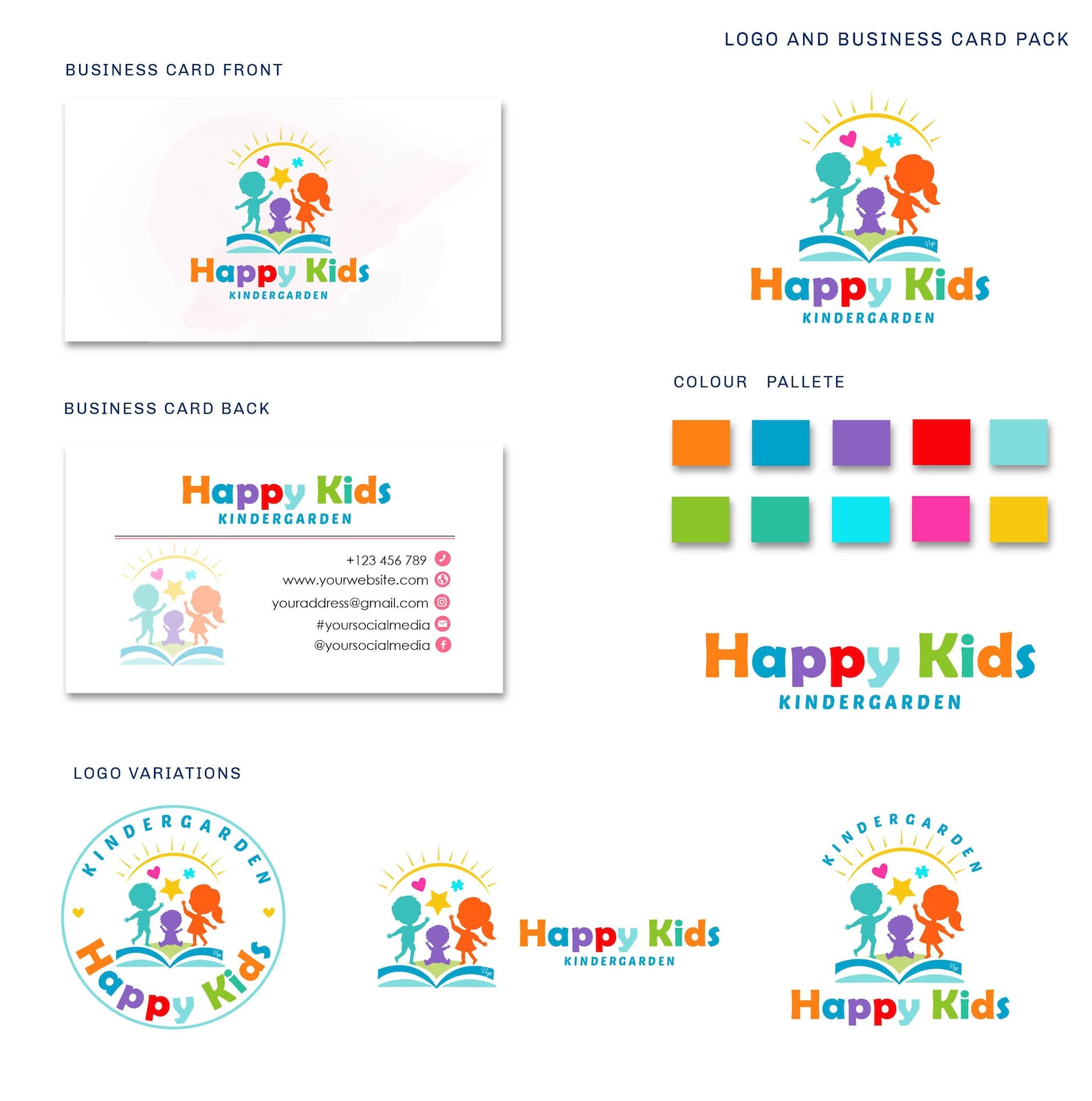 Three Happy Children Playing Logo - Children Sun Logo - Daycare Logo ...