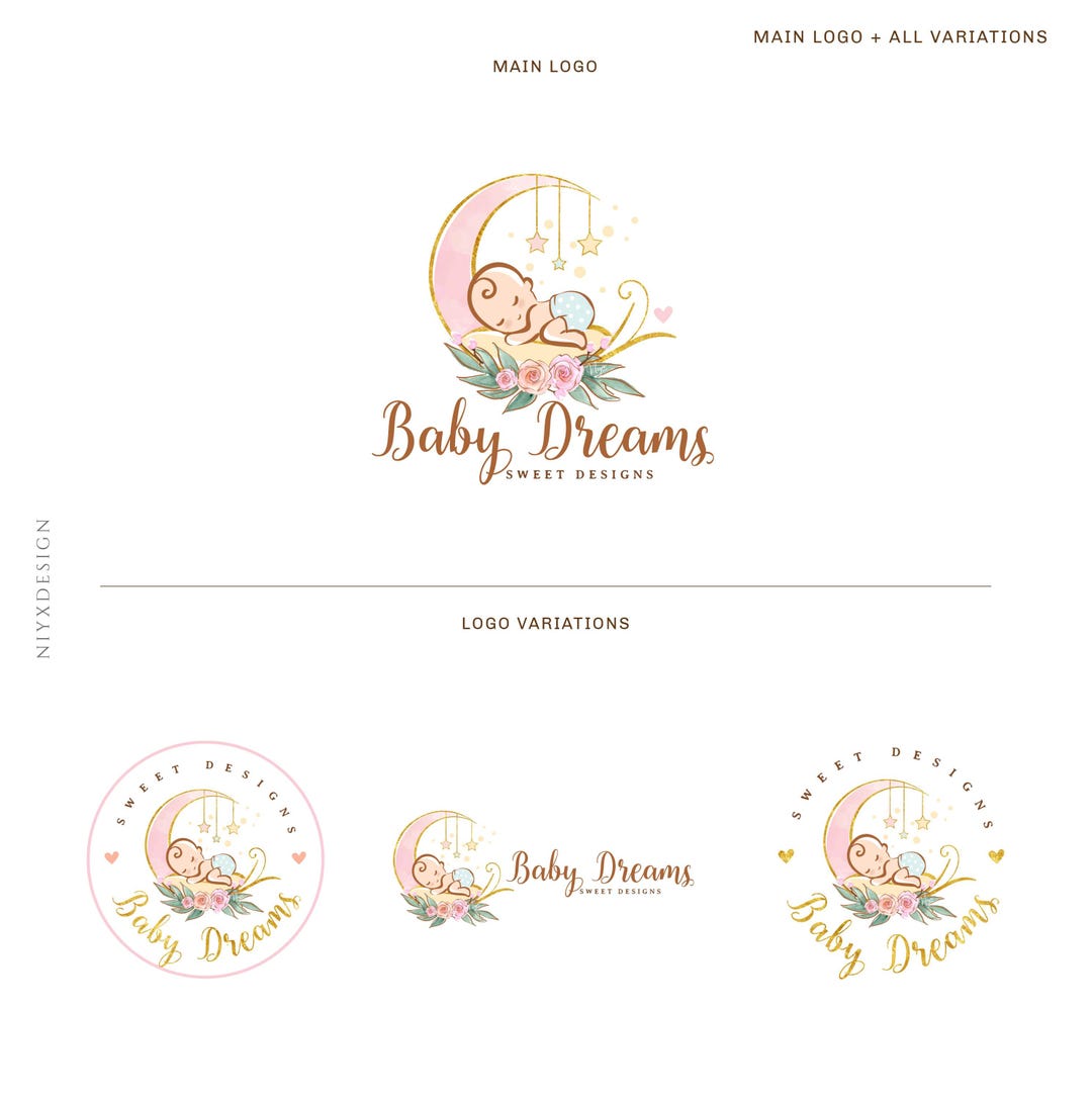 Baby Logo, Sleeping Baby Logo, Baby Shower Logo, Baby Boutique Logo ...