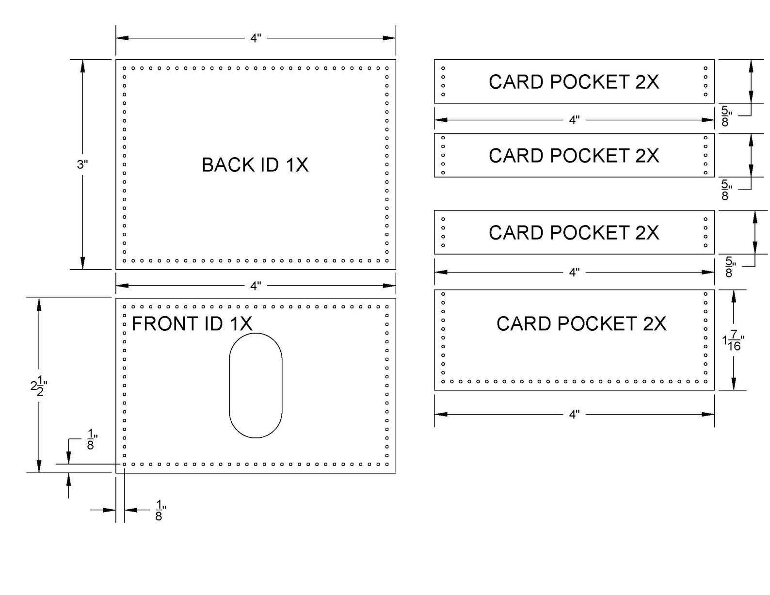 Template for Leather Wallet, 6 Card Holders, Bill Slot and ID Pocket - Etsy