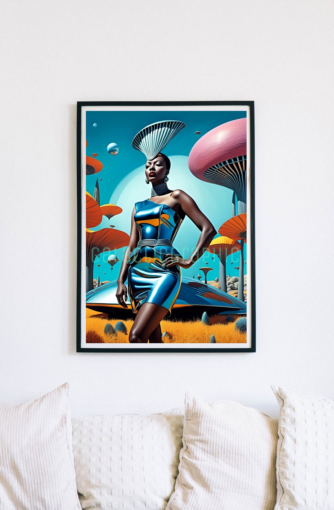 Retro Futuristic Pin-up Fantasy Art Vintage Modern Colorful Hyperreal ...