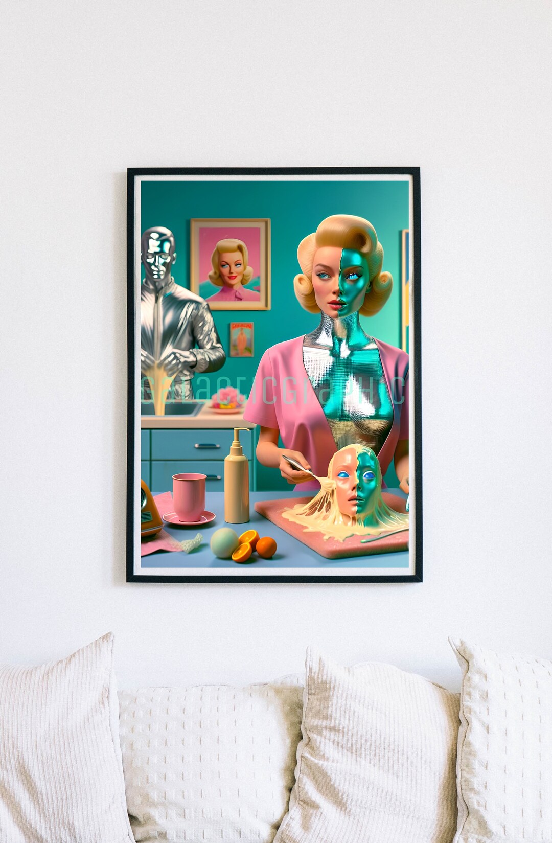 Retro Futuristic Pin-up Fantasy Art Vintage Modern Colorful Hyperreal ...