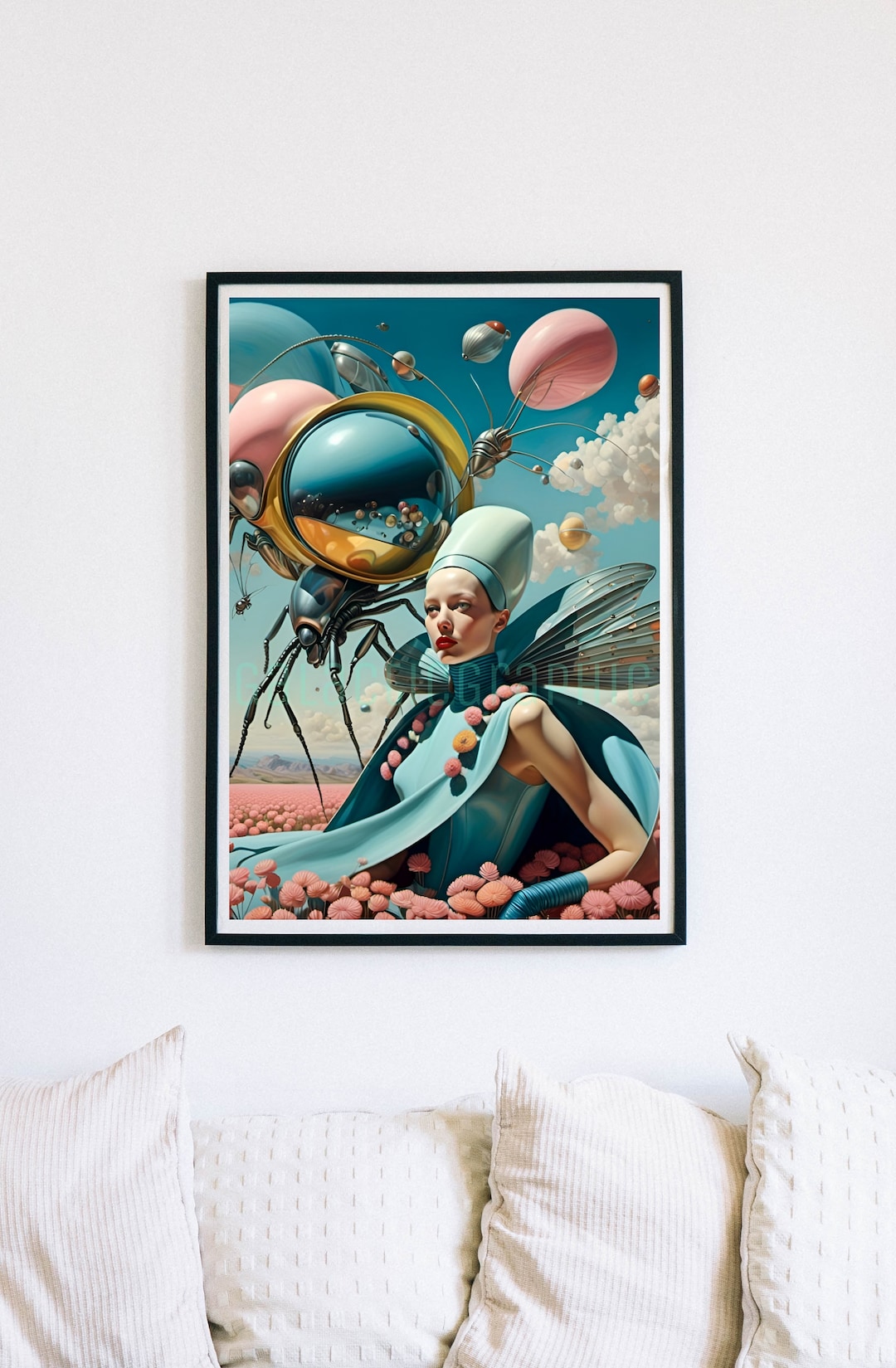 Retro Futuristic Pin-up Fantasy Art Vintage Modern Colorful Hyperreal ...