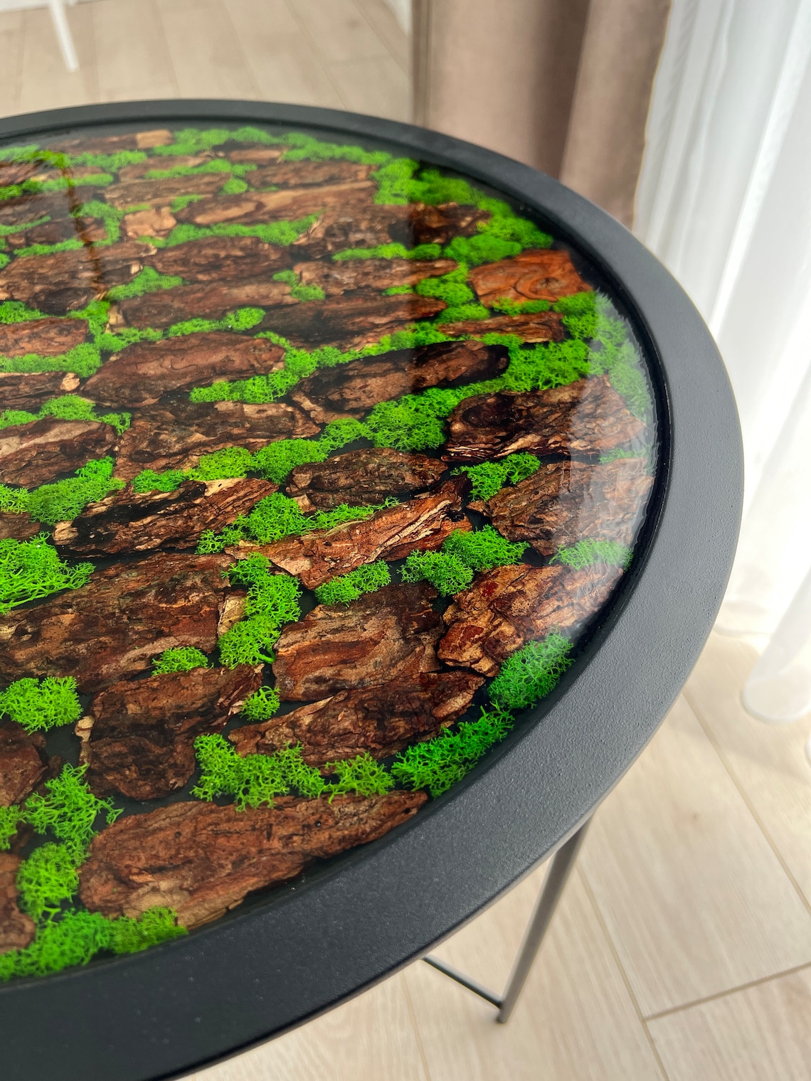 Handmade Epoxy Resin Side Table: Wine Cork Decor, Art Deco Furniture - Etsy
