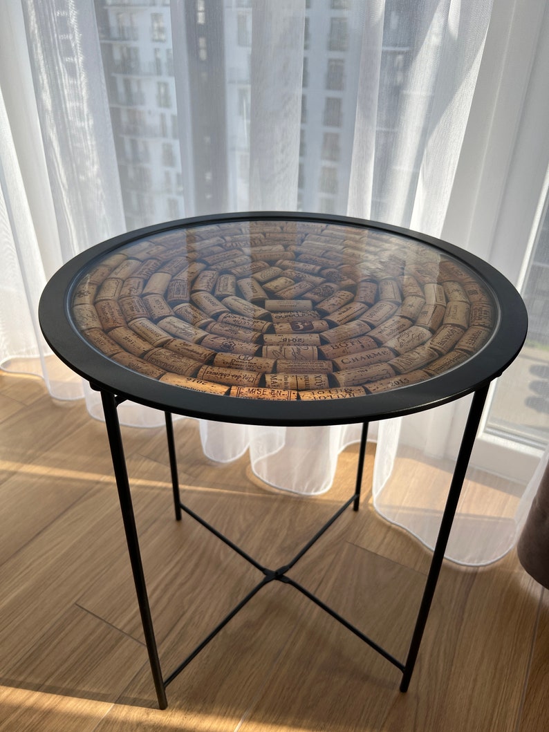 Wine Cork Epoxy Resin Coffee Table: Handmade Art Deco Accent - Etsy