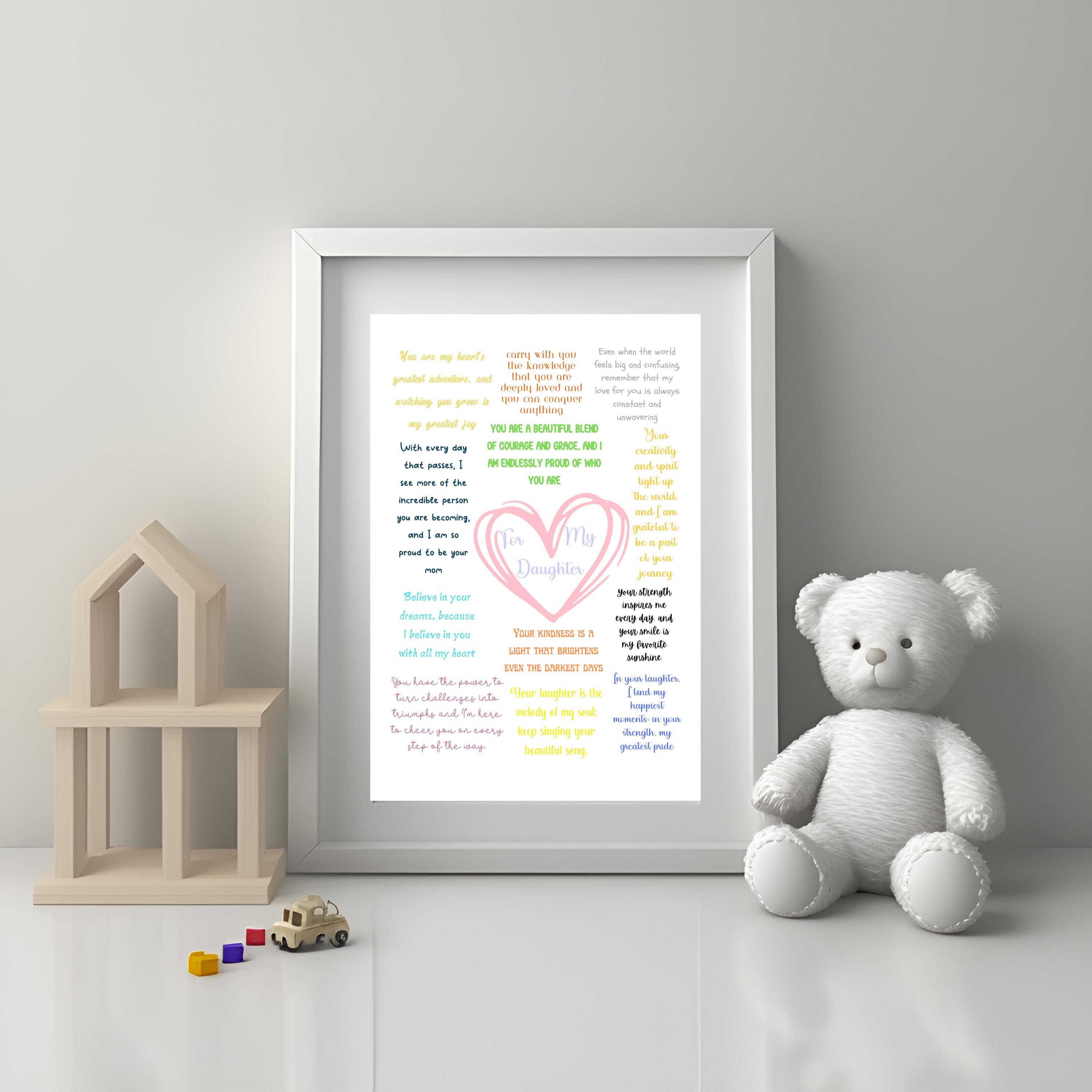 Tween Girl Wall Art for My Daughter Heart Print With Inspirational ...