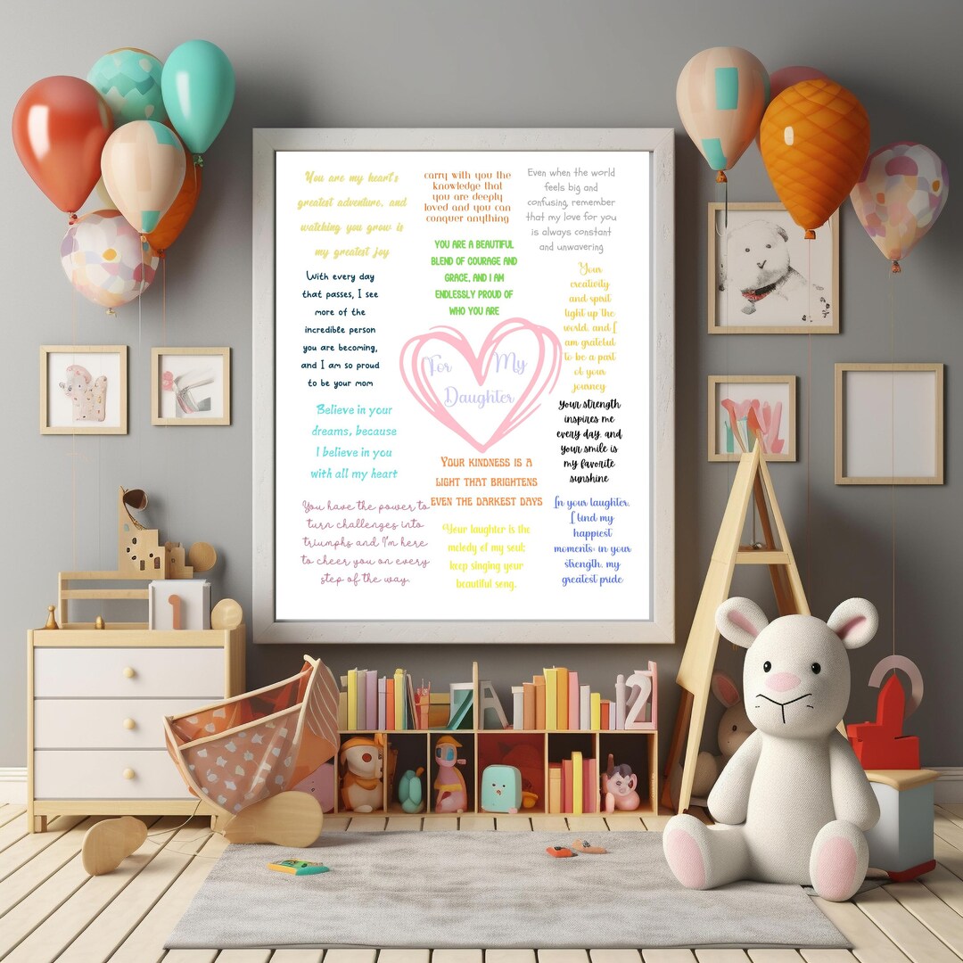 Tween Girl Wall Art for My Daughter Heart Print With Inspirational ...