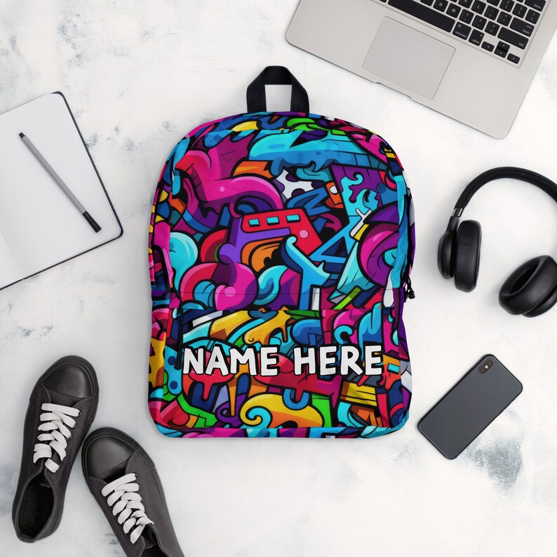 Custom Graffiti Backpack With Name – Street Art School Bag ...