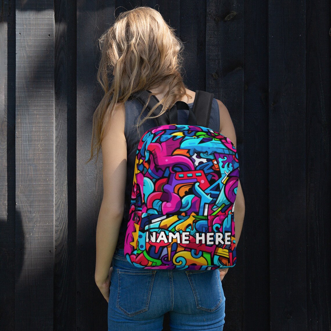 Custom Graffiti Backpack With Name – Street Art School Bag ...