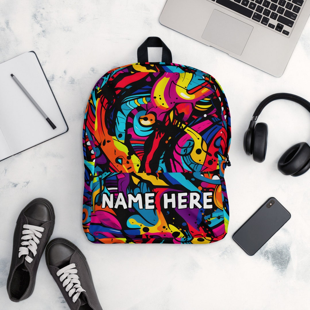 Personalized Graffiti Backpack, Custom Name Urban Rucksack, Street Art ...