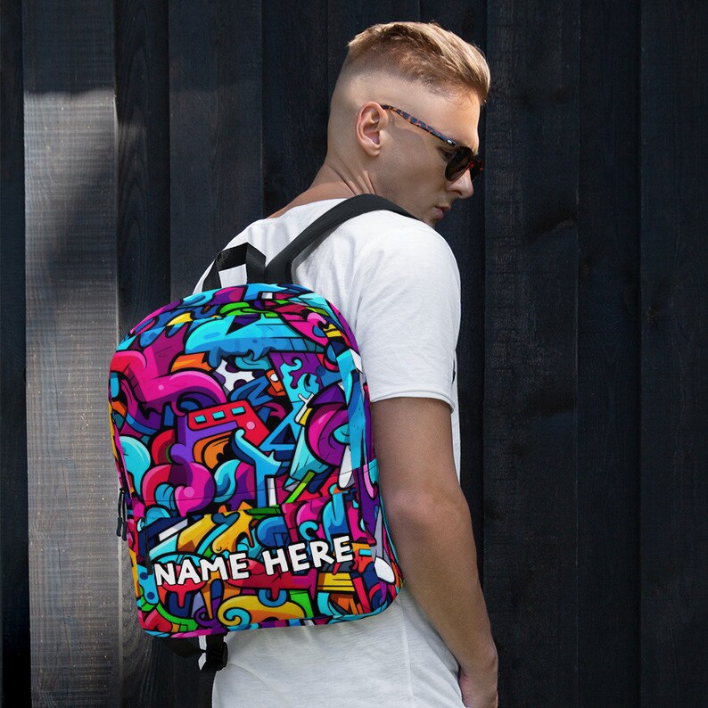 Custom Graffiti Backpack With Name – Street Art School Bag ...