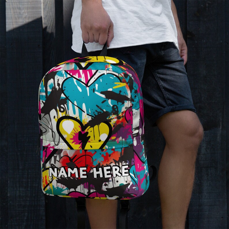 Personalized Graffiti Backpack, Custom Name Urban Rucksack, Street Art ...