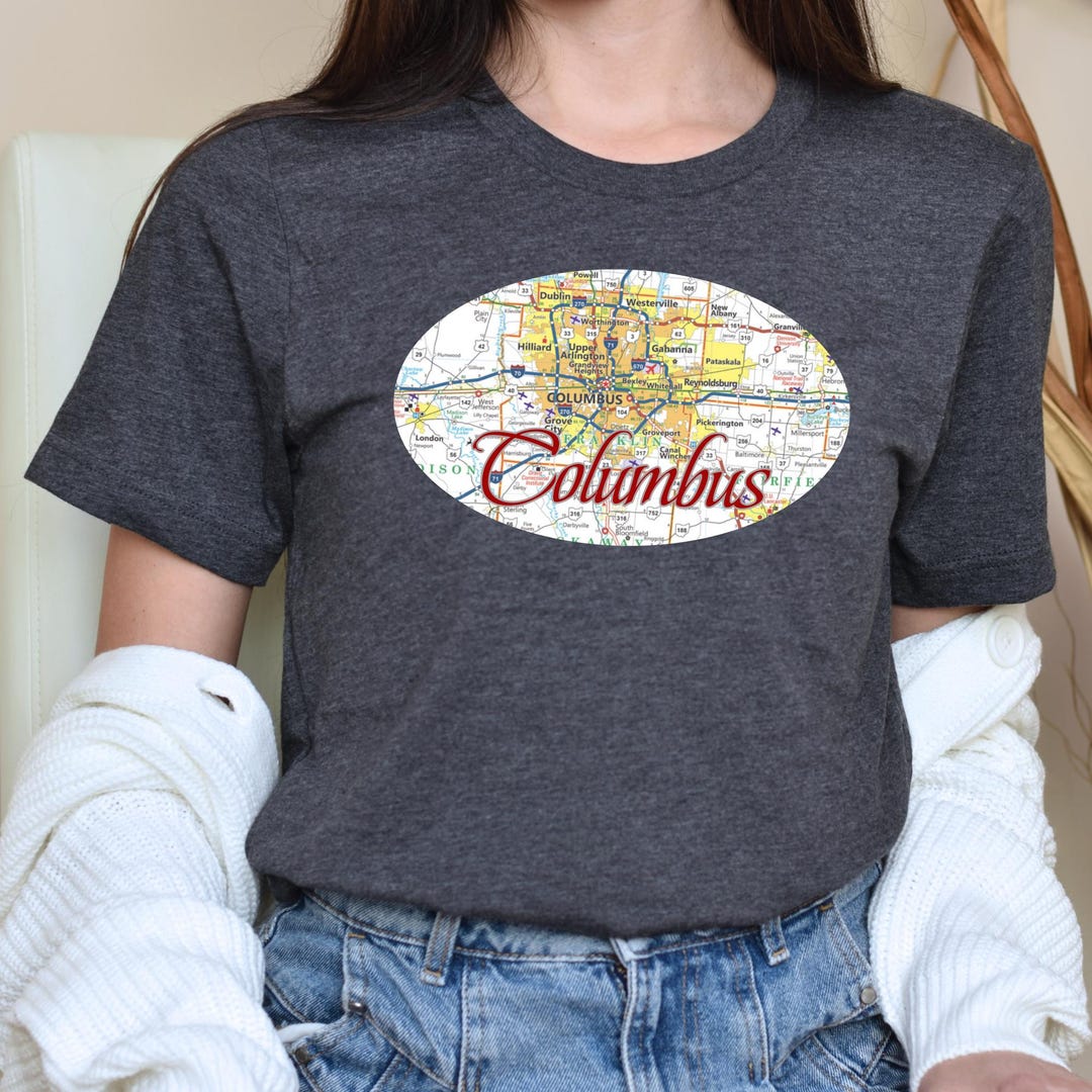 Columbus Ohio Map T-shirt, Buckeye Printed Funny Tee for Husband Wife ...