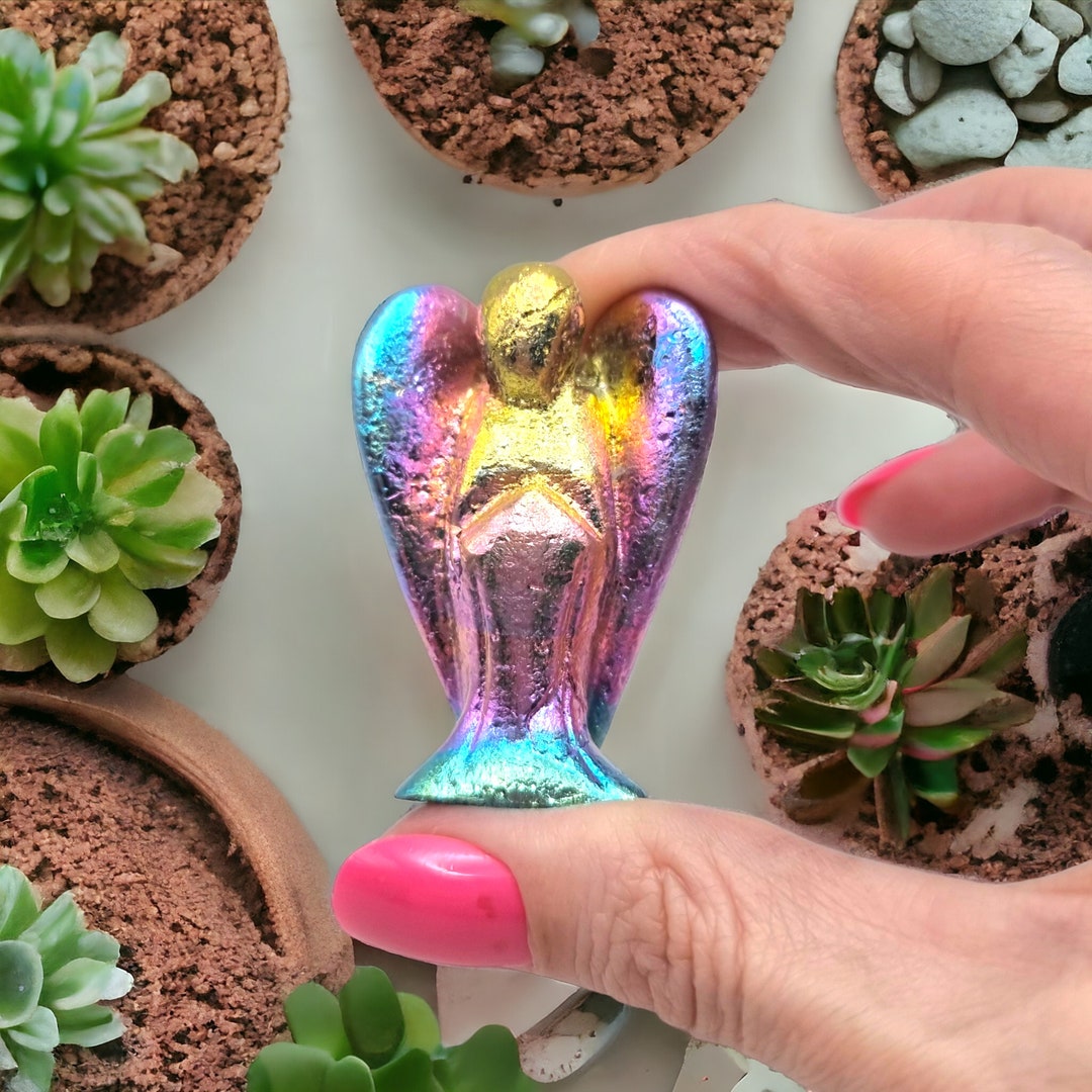 Bismuth Crystal Angel Figurine: Rainbow Home Decor Gift - Etsy