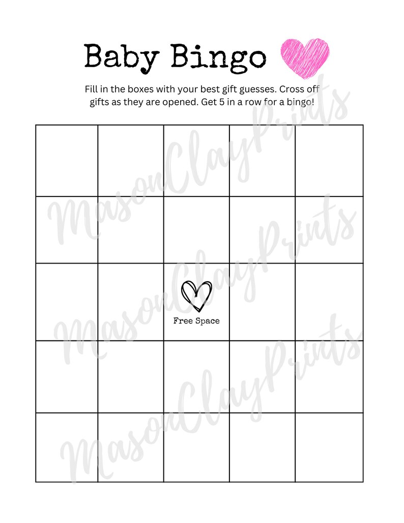 Baby Shower Bingo - Etsy
