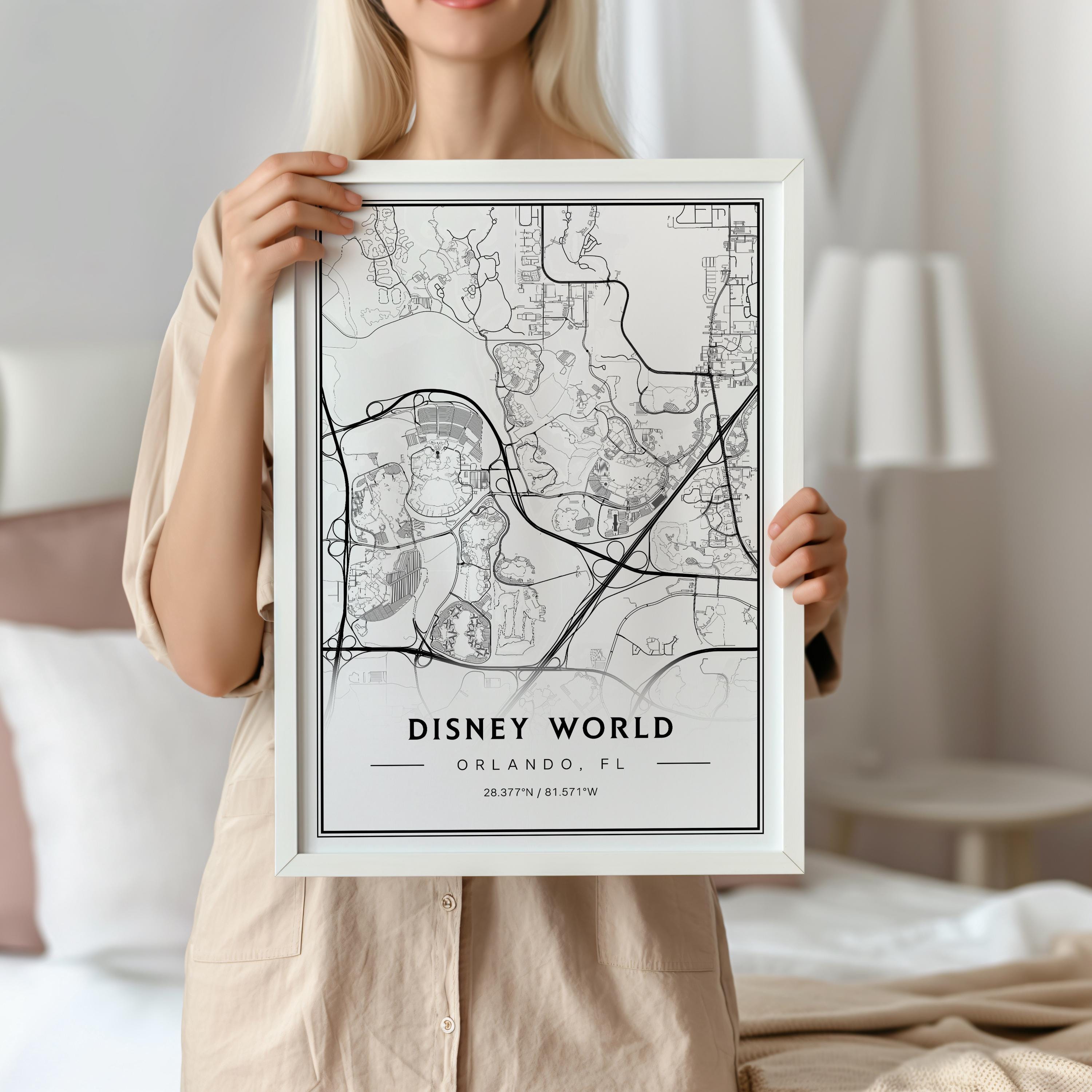 Disney World Map Print Classic- Urban Decor for Home, Office, or ...