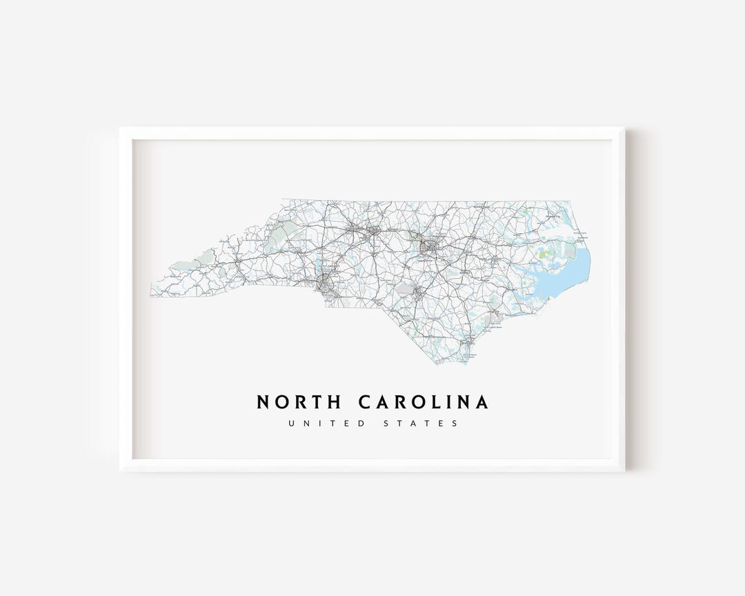 North Carolina Map Print With Names, Minimalist Map North Carolina ...