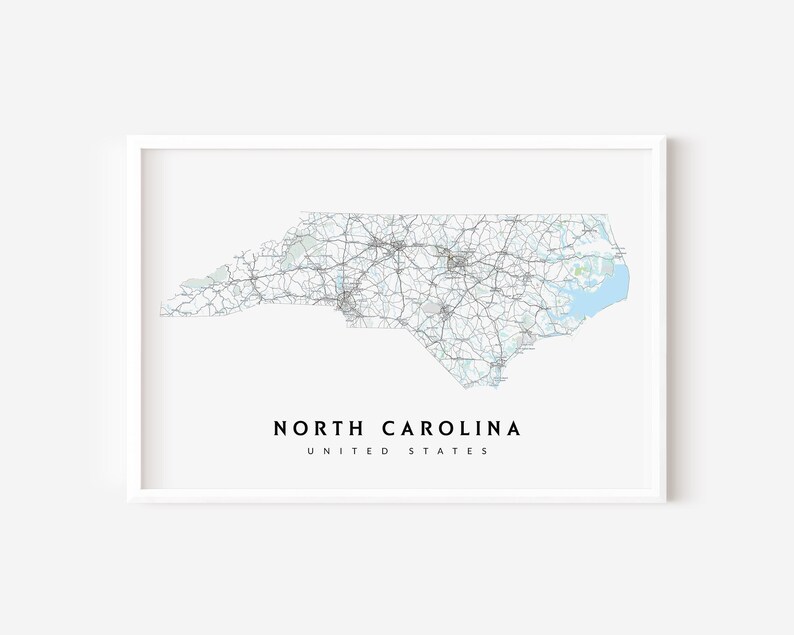 North Carolina Map Print With Names, Minimalist Map North Carolina ...