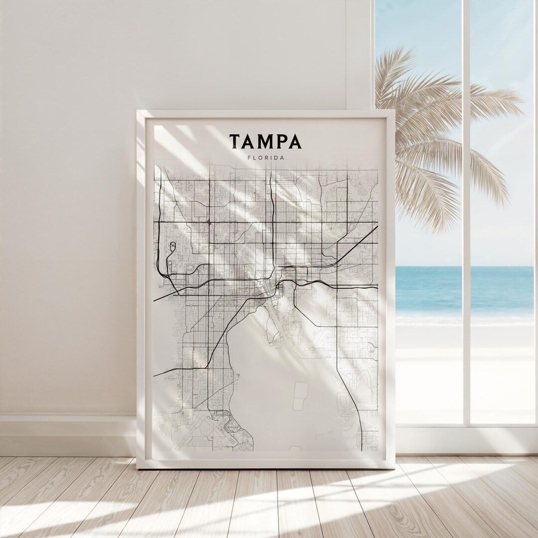 Tampa Map Print, Tampa Florida Map Poster, Tampa Wall Art, Tampa Map ...