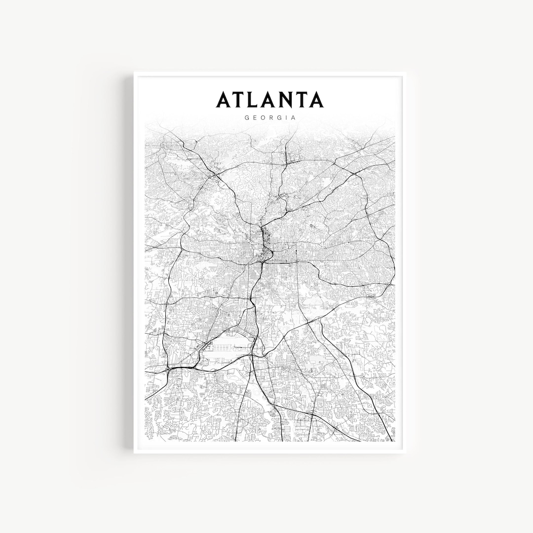 Atlanta City Map Print, Atlanta Street Map Poster, Modern Wall Art for ...