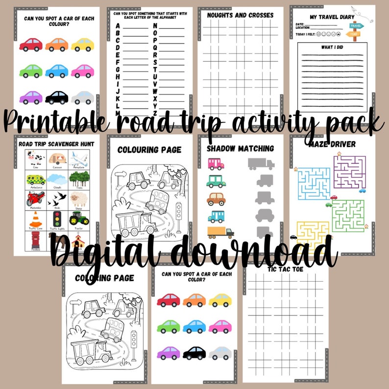 Printable Road Trip Activity Pack - Etsy