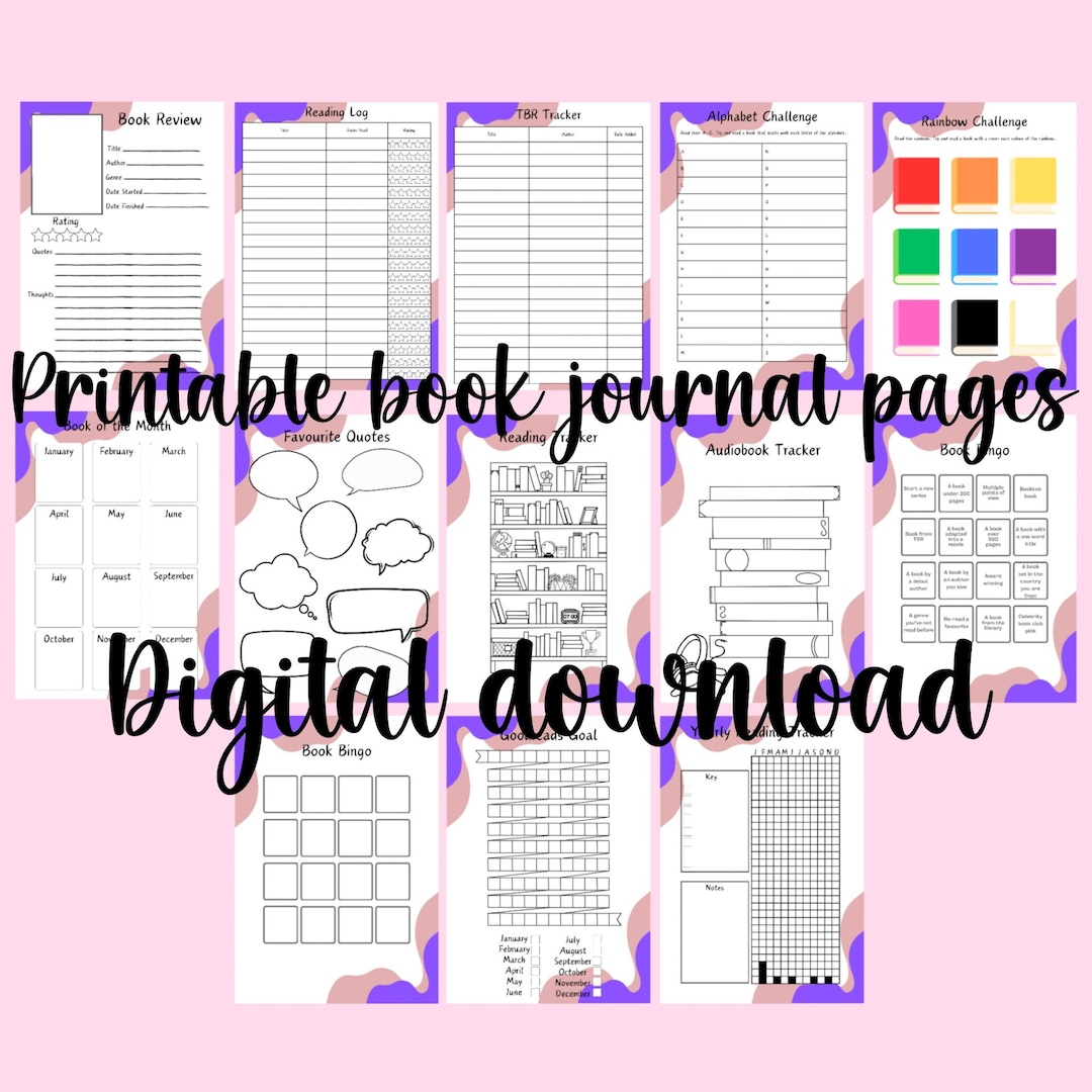Book Journal Printable Pages - Etsy
