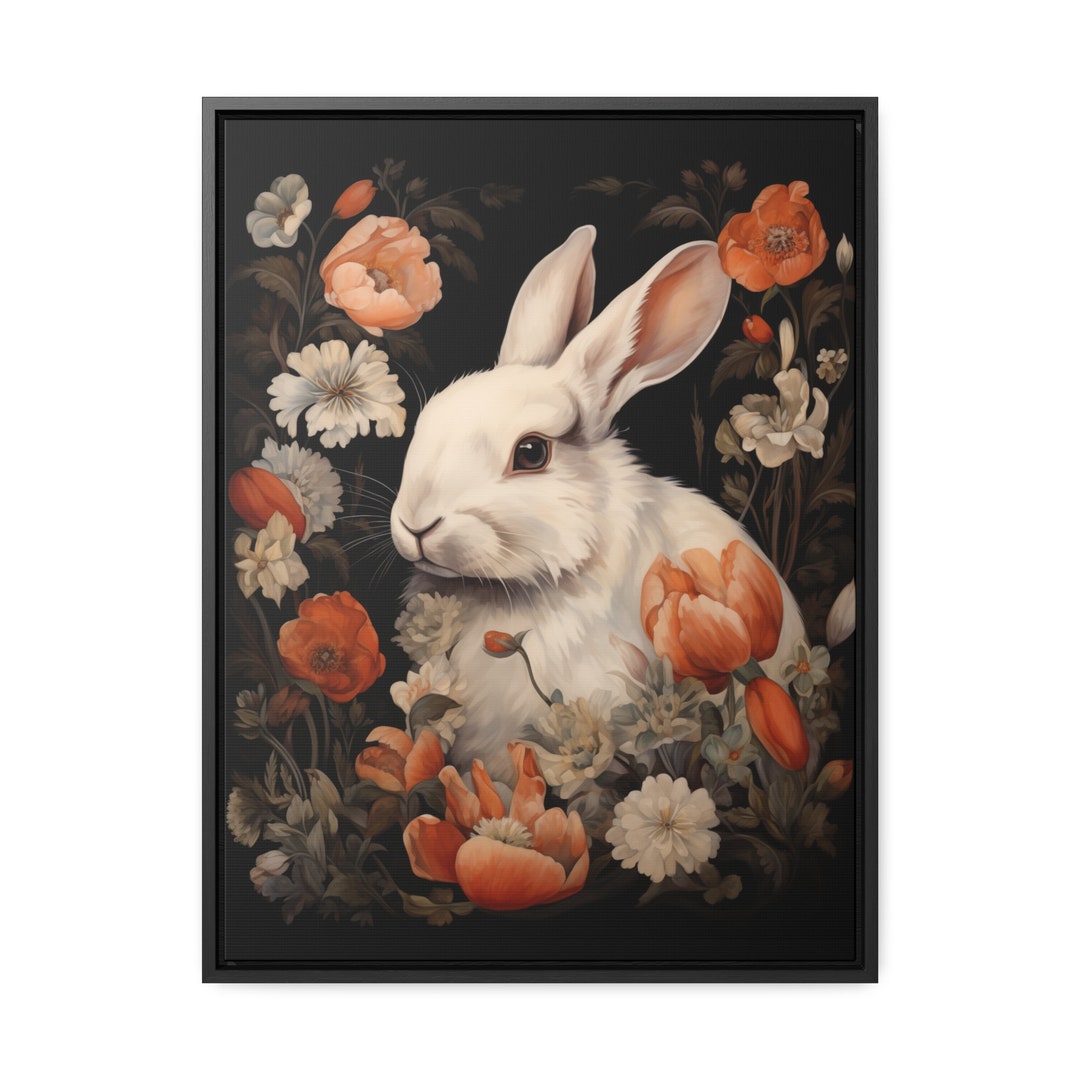 Watercolor White Rabbit Art, Realistic Floral & Wildlife Painting ...