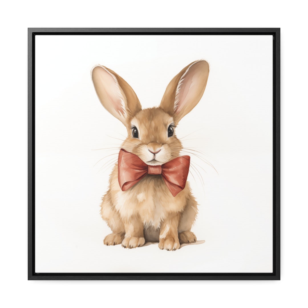 Watercolor Fawn Rabbit Wearing a Bowtie, Fancy Wildlife Art, Funny Gift ...