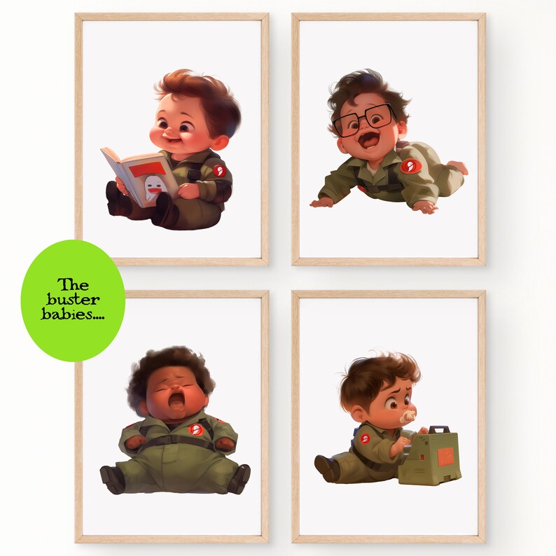 Baby Ghostbuster Nursery Print Set of 7, Ghost Busters Gallery Wall ...
