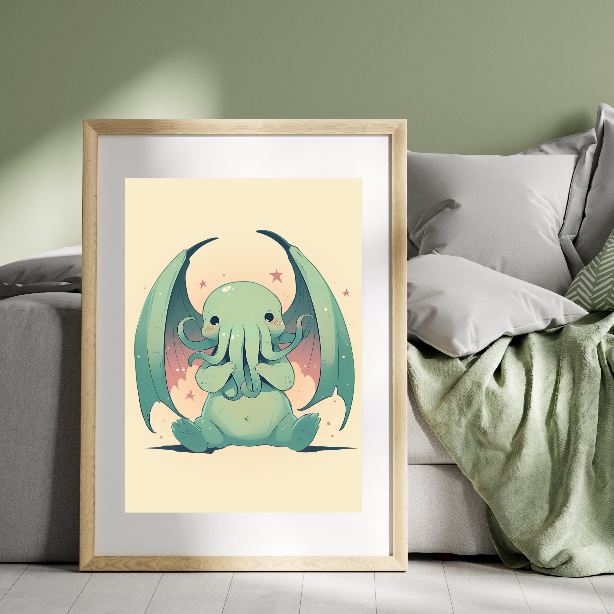 Cryptid Art Print Set of 3, Mothman Art Poster, Wendigo, Cthulhu, Cryptid Nursery Art ...