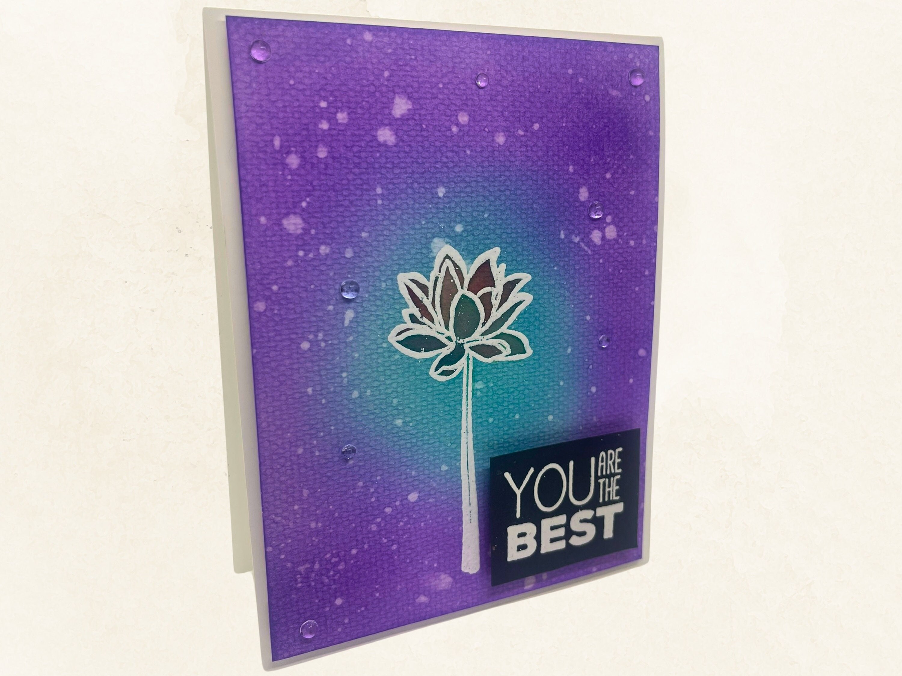 Watercolor Embossed Folded Note Cards Pretty Lotus Flower Any Occassion ...