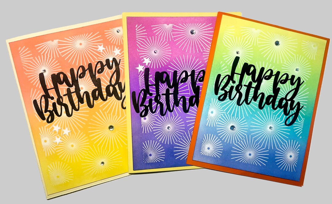 Happy Birthday Card Set Handmade Firework Stationary Set Rainbow ...