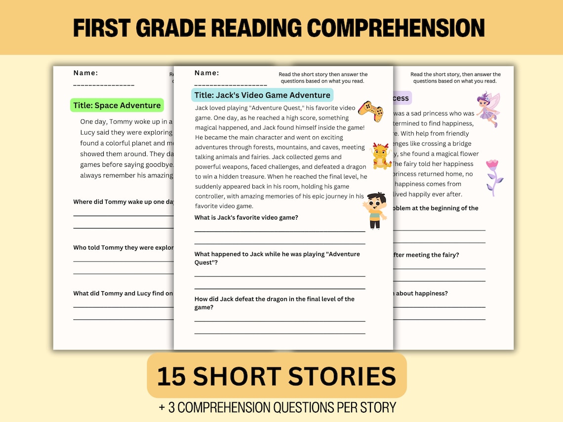 First Grade Reading Comprehension Worksheets 1st Grade Short Stories ...