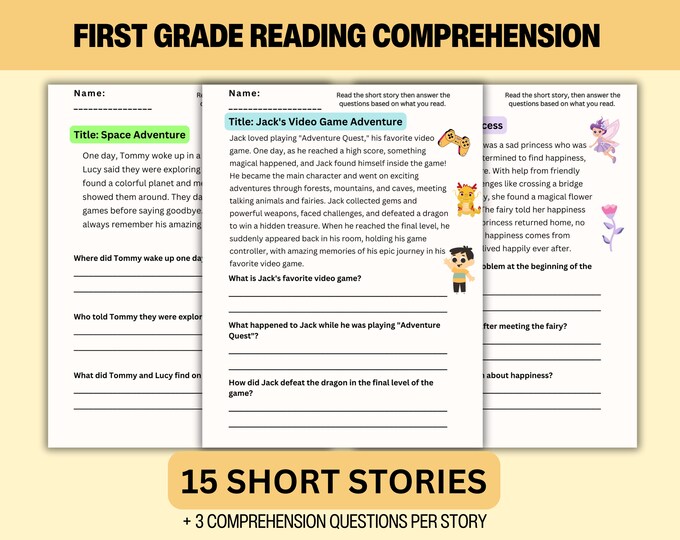 First Grade Reading Comprehension Worksheets | 1st Grade Short Stories ...