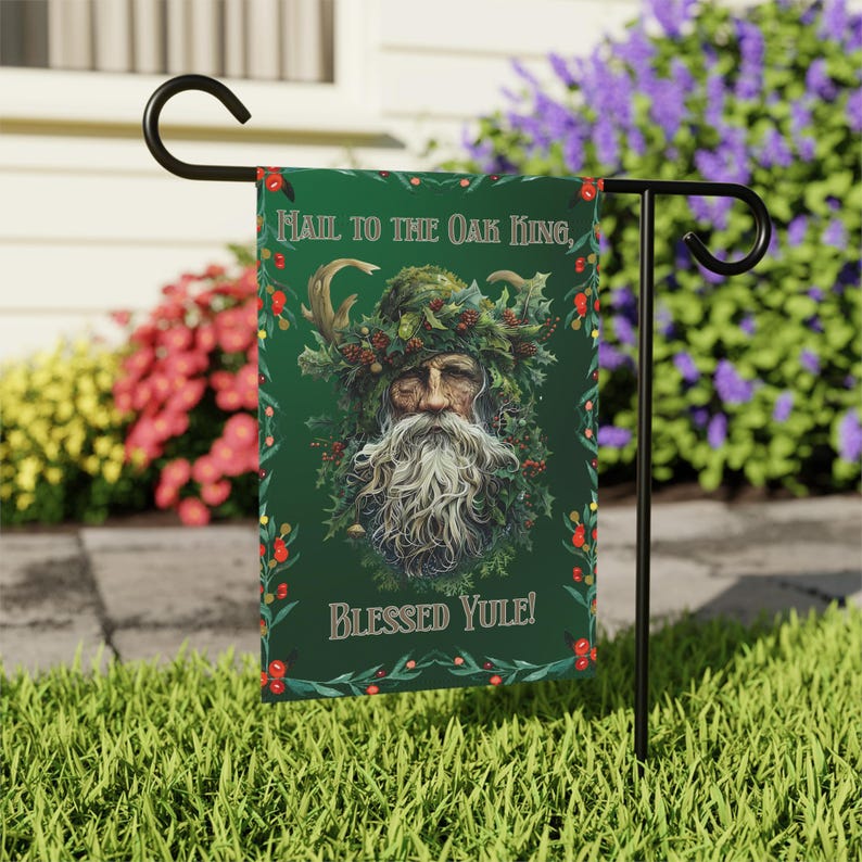 Yule Garden Banner - Hail to the Oak King, Blessed Yule! - Etsy