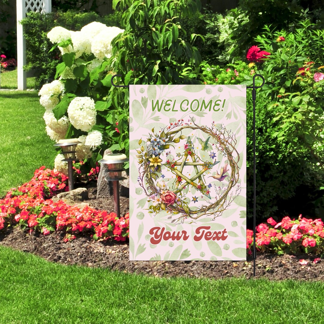 Personalized Spring Pentacle Garden Flag | Custom Family Name or Phrase ...