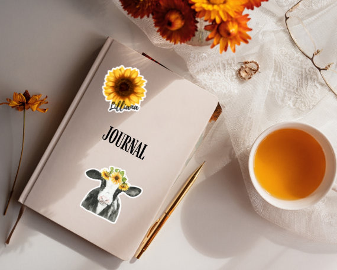 Personalized Sunflower Sticker Die-cut Floral Design Customized Die Cut ...