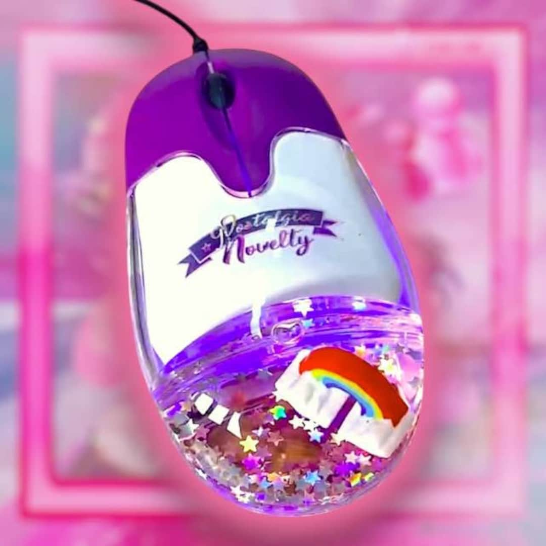 Purple LIQUID AQUA Mouse for Computer With Rainbow Floater- USB, Y2K, Frutiger Aero, Aqua Mouse ...