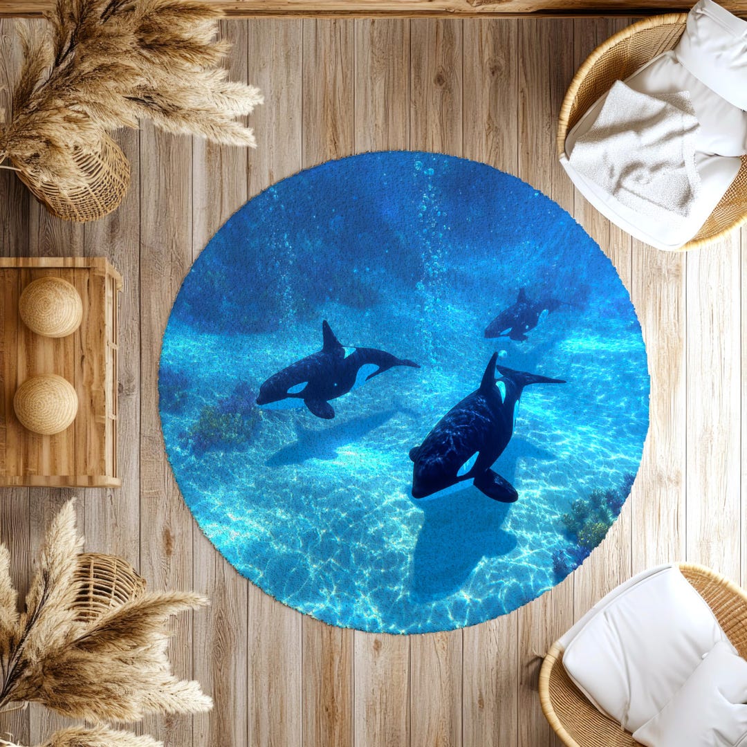 Frutiger Aero Orca Whale Rug: Y2K Cybercore Ocean Decor - Etsy