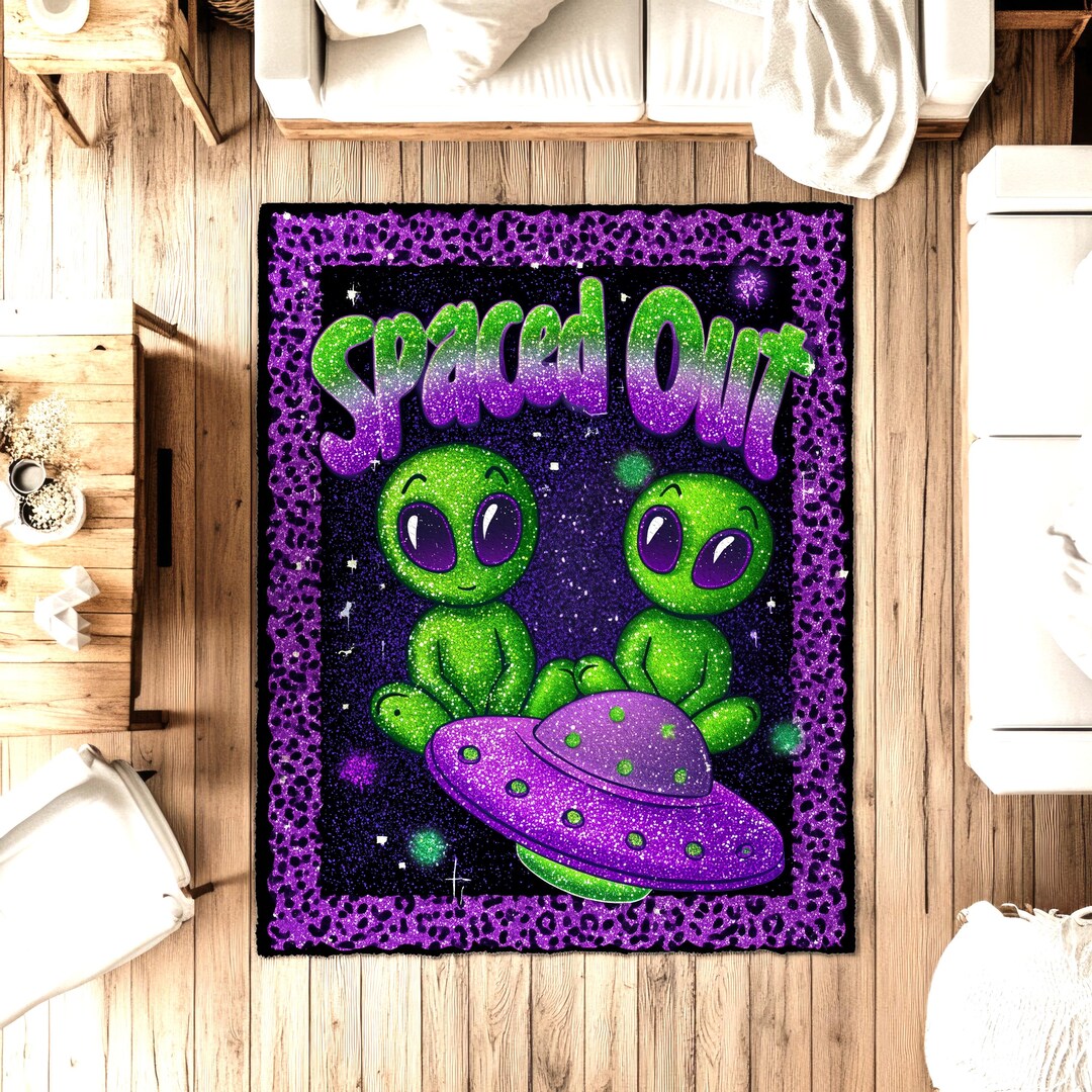 Alien Y2k Space Arcade Rug Decor, 90's Leopard Print Rug Decor, 90s ...