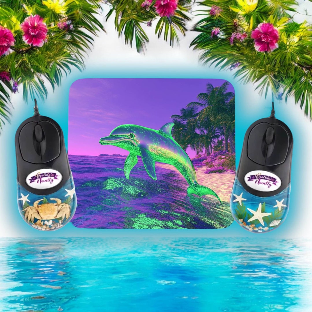 Dolphin Vaporwave Frutiger Aero Y2k Aqua MOUSE PAD for Computer - USB ...