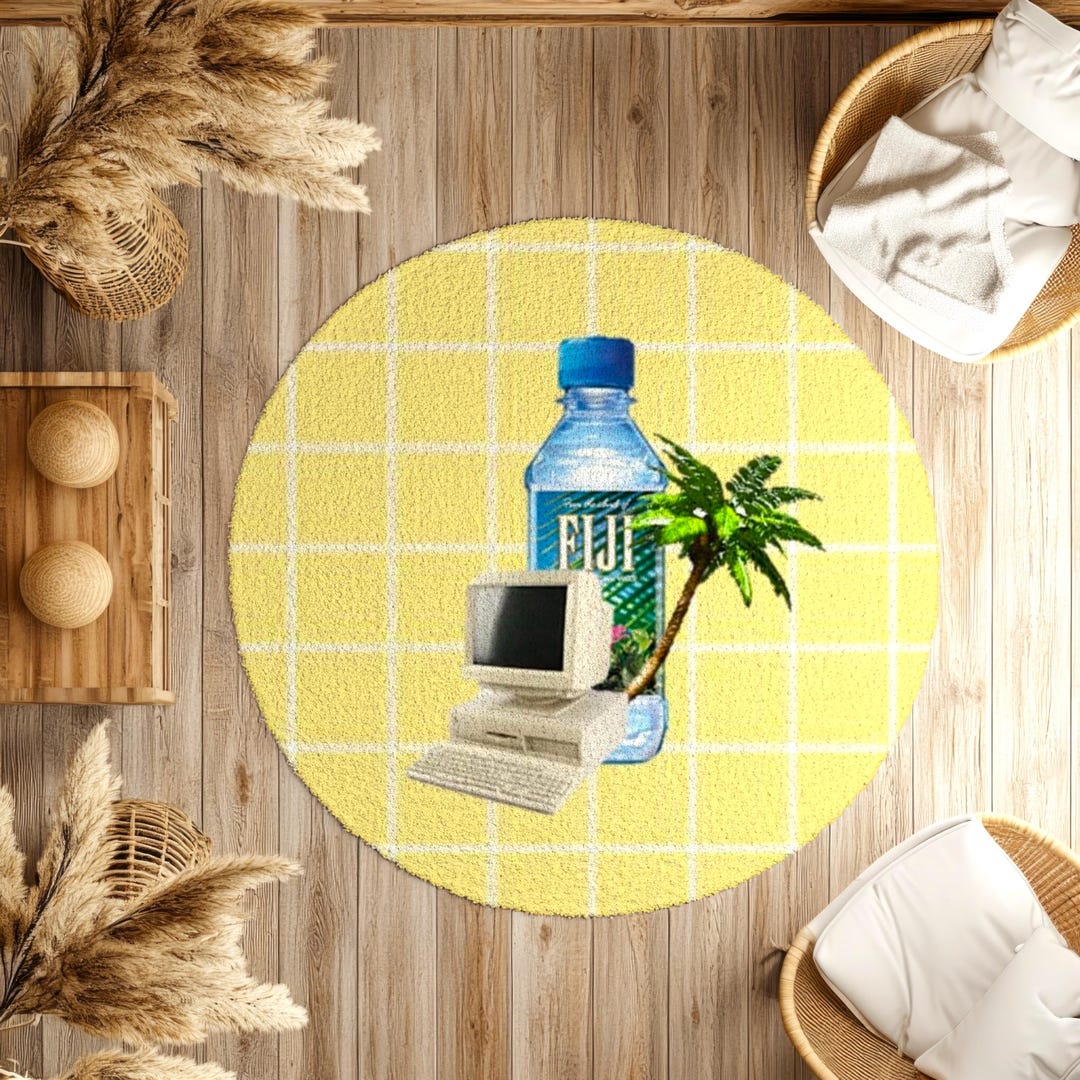 Vaporwave Cybercore, Internet Aesthetic Round Rug Carpet, Y2k Decor ...