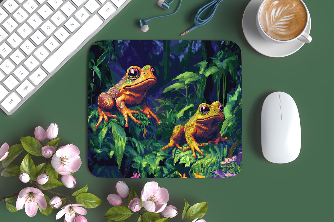 Pixel RPG Frog Vaporwave Y2k Gaming MOUSE PAD for Computer - Zoo Gift ...