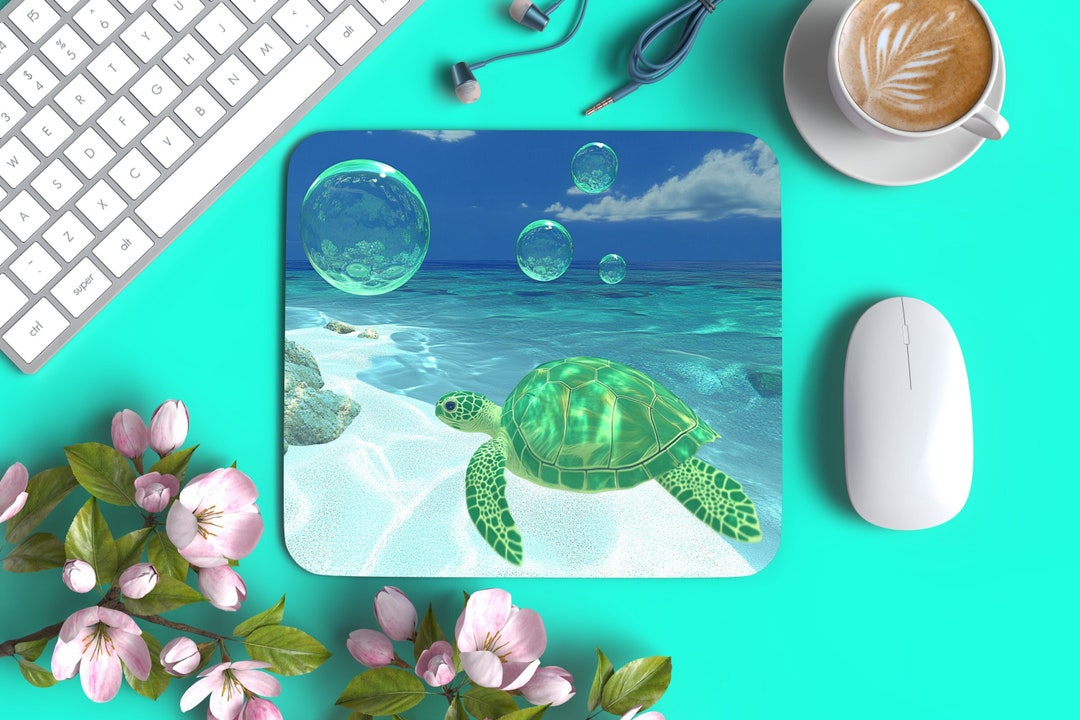 Sea Turtle Vaporwave Frutiger Aero Y2k Aqua MOUSE PAD for Computer ...