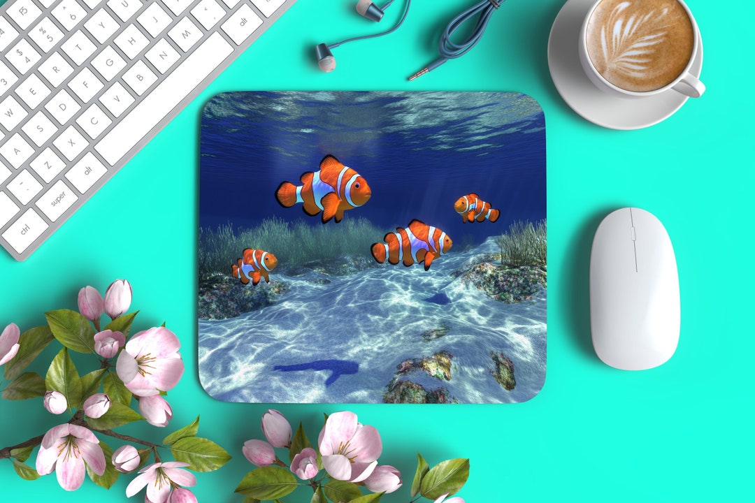 Clownfish Vaporwave Frutiger Aero Y2k Aqua MOUSE PAD for Computer - USB ...
