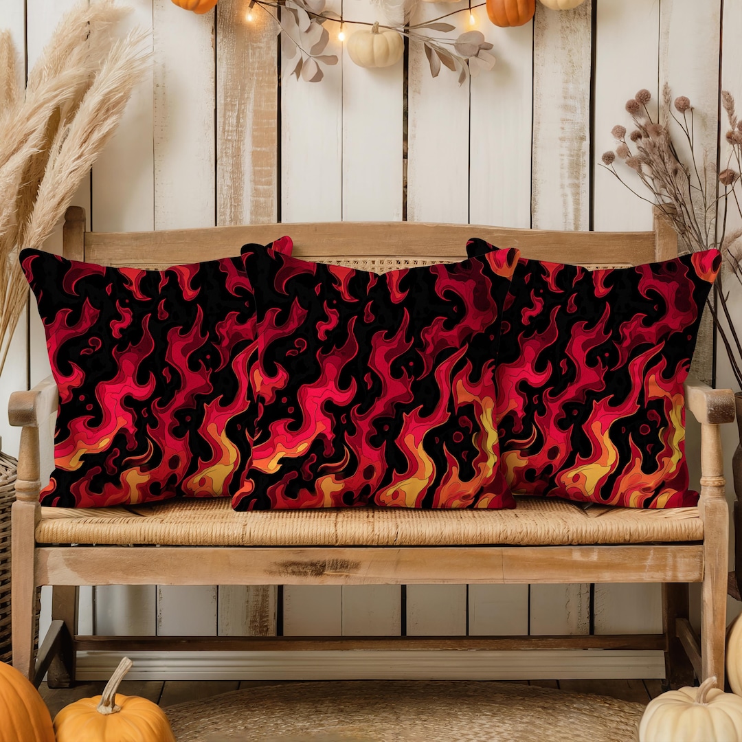 Older Brother Core Y2K Red Flames Pillow Case, Y2K Punk Skater Room ...