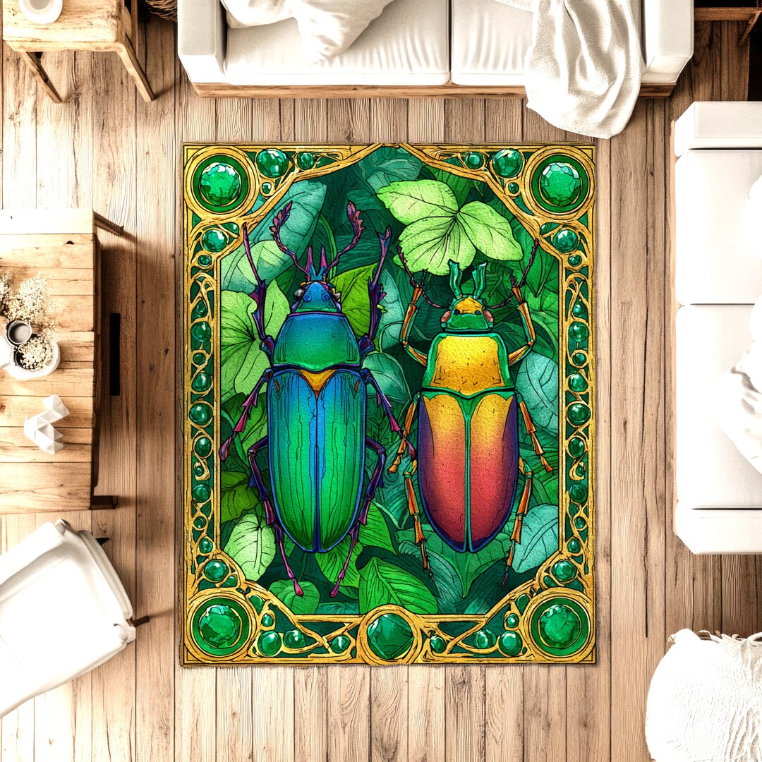 Cottage Core Insect Stag Beetle Forest Rug Decor, Forest Decor, Jungle ...