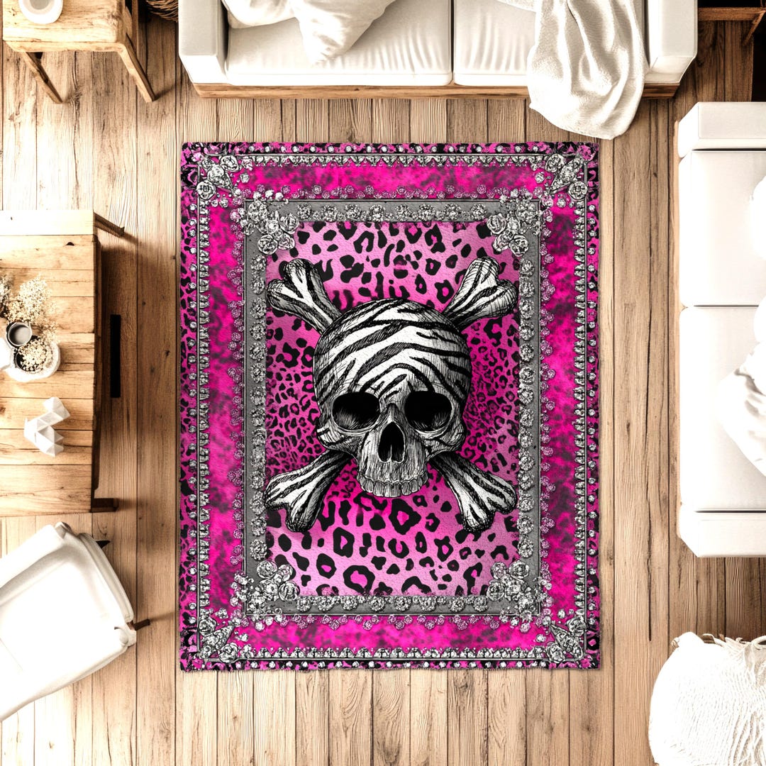 Y2k Skull Crossbones Emo Skull Scene Rug, Punk Room Decor, Y2k ...