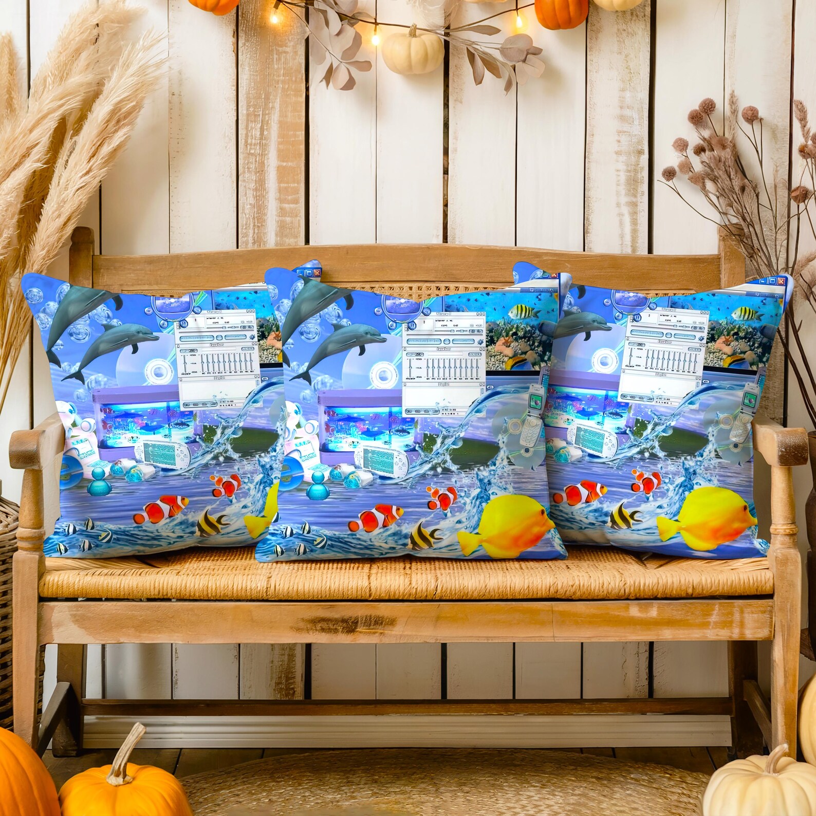 Frutiger Aero Aesthetic Decor Pillow Case: 2000s Cybercore Computer ...